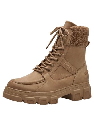 Tamaris Damen Schn&uuml;rstiefel Materialmix aus Leder, Textil und Synthetik Winter gef&uuml;ttert; CAMEL/braun; 36 EU