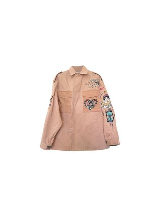 Valentino Garavani Pale pink cotton twill embellished jacket Size L