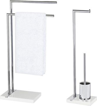 WENKO Handtuchhalter, WC-Garnitur und Toilettenpapier-Rollenhalter Noble White