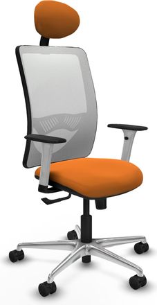 Piqueras y Crespo Schreibtischstuhl Zulema Orange mit wei&szlig;en und schwarzen Armlehnen, h&ouml;henverstellbare Lendenwirbelst&uuml;tze und festes Kopfteil, ausgestattet mit 3 Posit