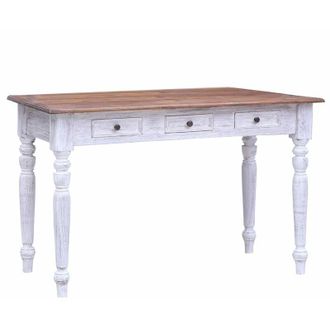 vidaXL Schreibtisch mit Schubladen Wei&szlig; 117x57x75 cm Altholz Massiv vidaXL