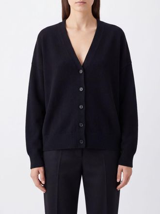 Extreme Cashmere Cardigan &agrave; col en V en m&eacute;lange de cachemire avec &eacute;paules tombantes