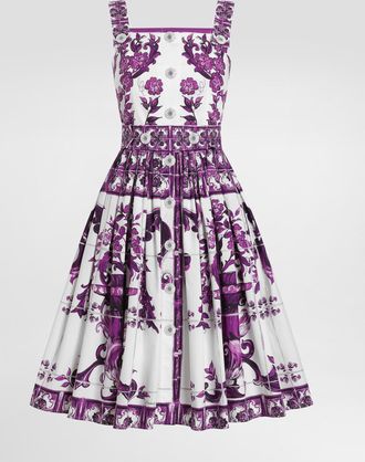 Dolce & Gabbana Majolica-print Poplin Dress - Frau Kleider Multicolor 44