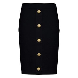 Balmain Coin-Button Midi-Rock - - Skirts - Damen - Schwarzk - XL