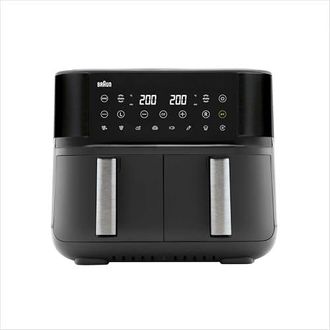 Braun TwinCook 3 TD3030IBK, AirFryer &agrave; double bacs, Capacit&eacute; 8L, Cuisson S&eacute;par&eacute;e, Contr&ocirc;le de Temp&eacute;rature Num&eacute;rique 80-200&deg;, Technologie RealAir, Fonction S