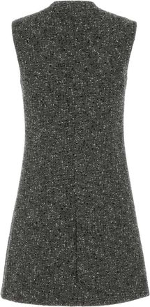 Gucci Wool-Blend Melange Dress - Gray