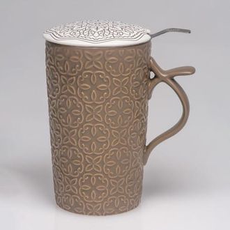 Tea Soul Raja Becher - Porzellanbecher mit Deckel und perforiertem Filter - Fassungsverm&ouml;gen 400 ml