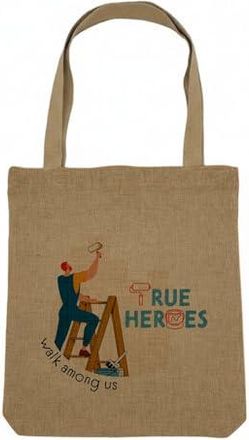 Fabulous Sac Shopping Tote Bag Aspect Lin - True Heroes - House Painter Job Hero Sac de Courses Toile Epaisse 360g Beige Naturel Cabas Port&eacute; Epaule Solide Impr
