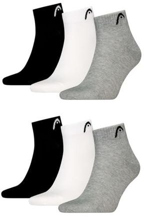 Head Lot de 6 paires de chaussettes de sport pour homme, Blanc/gris/noir., 39-42