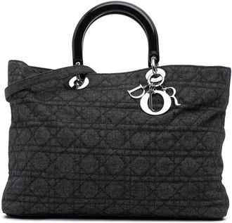 Dior Hobo Bags - Extra Large Denim Cannage Lady Dior - Gr. unisize - in Schwarz - f&uuml;r Damen
