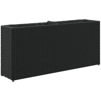 vidaXL Jardini&egrave;re avec 2 pots noir 90x20x40 cm r&eacute;sine tress&eacute;e vidaXL