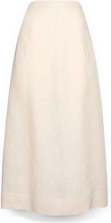 Elena Miro Femme, Jupes, Beige, Taille: 48 FR Jupe Trap&egrave;ze en Lin