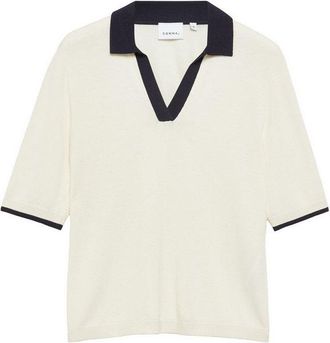 Comma Kurzarmpullover Strickpullover Feinstrickpullover mit Polokragen