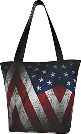 AOOEDM Usa Flag Crack Tote Bag Femmes Capacit&eacute; &Eacute;paule &Eacute;picerie Sacs