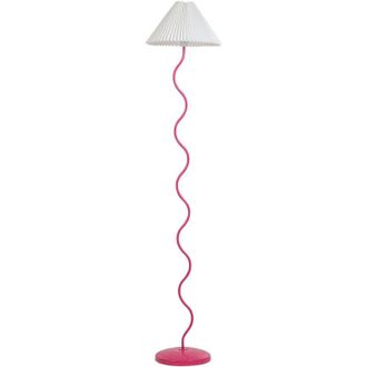 Beliani Lampadaire Blanc et Rose en M&eacute;tal et Abat-Jour en Synth&eacute;tique Conique 161 cm &agrave; Pied Sinueux Jikawo