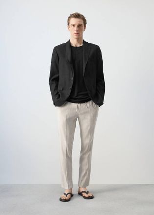 Mango Amalfi Slim Fit Sakko aus Leinenmischung schwarz - Herren - 46 - MANGO MAN