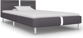vidaXL Bettgestell mit led Grau Kunstleder 90x200 cm Vidaxl