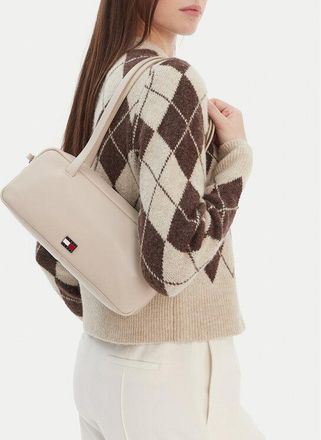 Tommy Jeans Handtasche Tjw City Shoulder Bag AW0AW18075 Creme