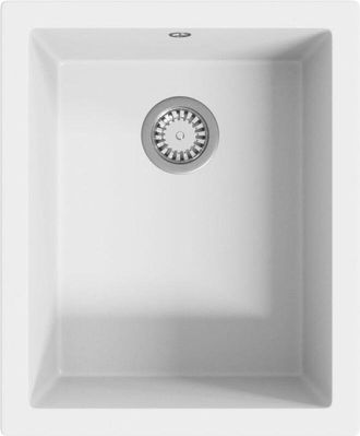 vidaXL K&uuml;chensp&uuml;le mit &Uuml;berlauf Wei&szlig; Granit Vidaxl