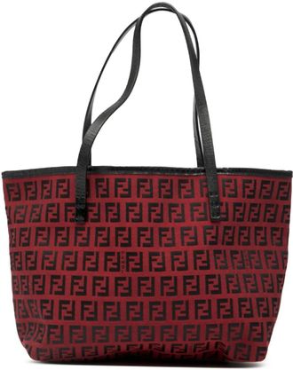 Fendi Shopper - Zucchino Canvas Roll Tote - Gr. unisize - in Rot - f&uuml;r Damen