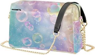 Mnsruu Sacs à bandoulière pour femme, sac à main en cuir avec imprimé bulles arc-en-ciel pastel