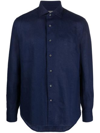 Corneliani chemise en lin - Bleu