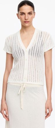 Arket Geh&auml;kelte Strickjacke -Wei&szlig;