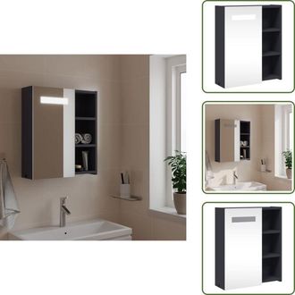 vidaXL The Living Store - Armoire de salle de bain &agrave; miroir avec led gris 45x13x52 cm - Meuble De Salle De Bain - Armoire De Salle De Bain - Meuble Lavabo