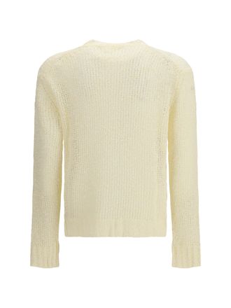 Jil Sander Mens Openwork Sweater Eggshell Linen