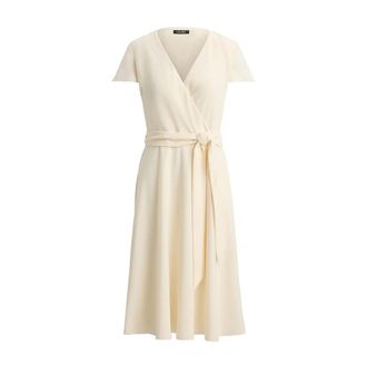Ralph Lauren Midi-Kleid im Wickelstil mit kurzen &Auml;rmeln - - Dresses - Damen - Beige - M