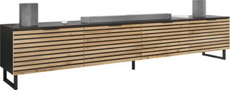 Mirjan24 TV Schrank Tranai 200, Fernsehschrank, B:200 x H:40 x T:33 cm, TV Lowboard mit gefräster Front, Fernsehtisch, TV Tisch, Unterschrank, TV Board, Schran