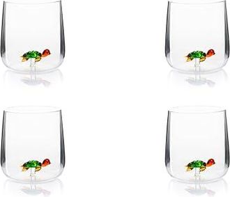 Excelsa Inside Lot de 4 verres en verre borosilicat&eacute;, d&eacute;cor&eacute;s &agrave; la main avec des sujets int&eacute;rieurs au verre, transparent, 450 ml
