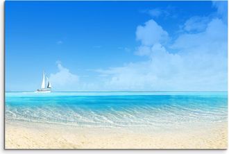 Paul Sinus Art Sinus Art Leinwandbild 120x80cm Landschaftsfotografie - Traumhafter Strand mit türkisem Meer