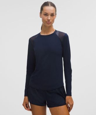 lululemon Sculpt Langarmshirt f&uuml;r Frauen - Gr&ouml;&szlig;e 12 in True Navy