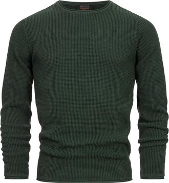 Indicode Herren INPetri Strickpullover aus Baumwollmischung | Feinstrick-Pullover für Männer Army, XXL
