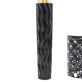 Leewadee Große Deko Bodenvase Für Dekozweige, Hohe Standvase Für Pampasgras, Design Holzvase, 85 cm, Schwarz