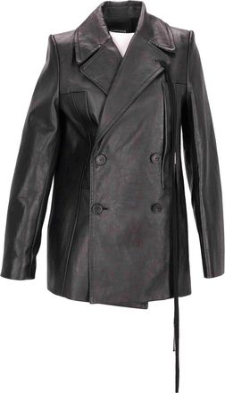 Ann Demeulemeester Ledermantel - Schwarz