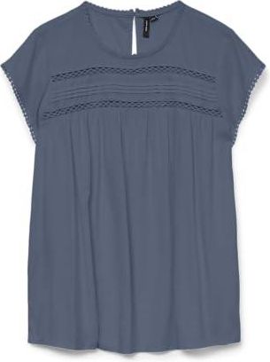 Vero Moda Vmdebbie Pleat S/L Top GA Noos Haut, Bleu Chine, M Femmes