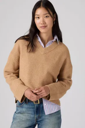 Levi's Supersoft V Neck Sweater - Femme - Orange / Tan - XS