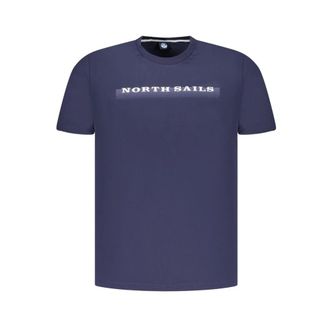 North Sails Blau Baumwolle Herren T-Shirt mit Druck - - Tops - Herren - Blau - 2XL