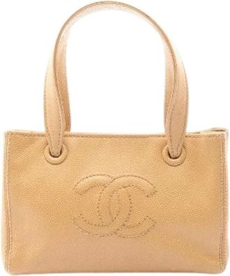 Chanel Sac &agrave; main mini Coco Mark en cuir de veau Pre-owned - Femme - Pre-owned - Beige - Taille: ONE Size