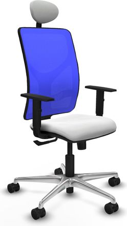 Piqueras y Crespo Drehstuhl mit 1D-Armlehnen, h&ouml;henverstellbarer Lendenwirbelst&uuml;tze und festem Kopfteil, ausgestattet mit Sincro 3 Positionen und Schneideschaum, Blau/W