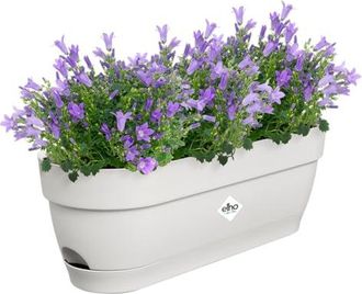 ELHO Vibia Campana Balkonkasten 50 mit Wasserreservoir - Blumentopf Balkon - 100% recyceltes Plastik - Ø 49.0 x H 17.0 cm - Weiß/Seidenweiß