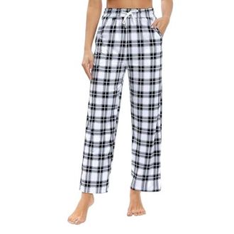 Generic Pantalon de pyjama unisexe &agrave; carreaux extensible confortable pour homme avec cordon de serrage &agrave; la taille et poches, Cendr&eacute; clair, XXL