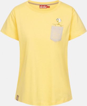 Derbe Derbe T-Shirt Leicht auf Zinne Damen Gelb Brusttasche GOT