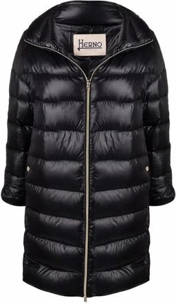 Herno Femme, Manteaux, Noir, Taille: 46 FR Veste Noire Rembourr&eacute;e &agrave; Col Montant