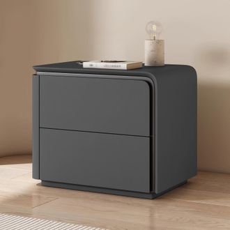 Generic Nachttisch Aus Holz Mit Schubladen, Nachtschrank Aus Leder Für Schlafzimmer Und Wohnzimmer, Beistelltisch Ohne Montage Erforderlich(Dark Gray,50cm)