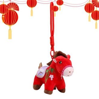 Generic Pendentif d&eacute;coratif en peluche - Porte-cl&eacute;s cheval 2026 - Pendentifs mignons en peluche pour sac &agrave; dos, petit ami, fille, femme, voiture, Saint-Valent