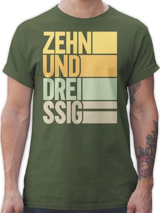 Shirtracer T-Shirt Herren - 40. Geburtstag - Zehnunddreissig - XL - Army Gr&uuml;n - 40 Outfits 40er zehnunddrei&szlig;ig Tshirt m&auml;nner 40.Geburtstag Shirt Mann 40-er Shirt