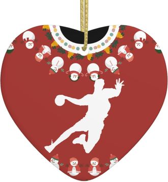 Generic Handball-Zeichen Weihnachtsschmuck Weihnachtsdeko Mit Schnur Weihnachtsbaumschmuck Keramik Geschenkanh&auml;nger